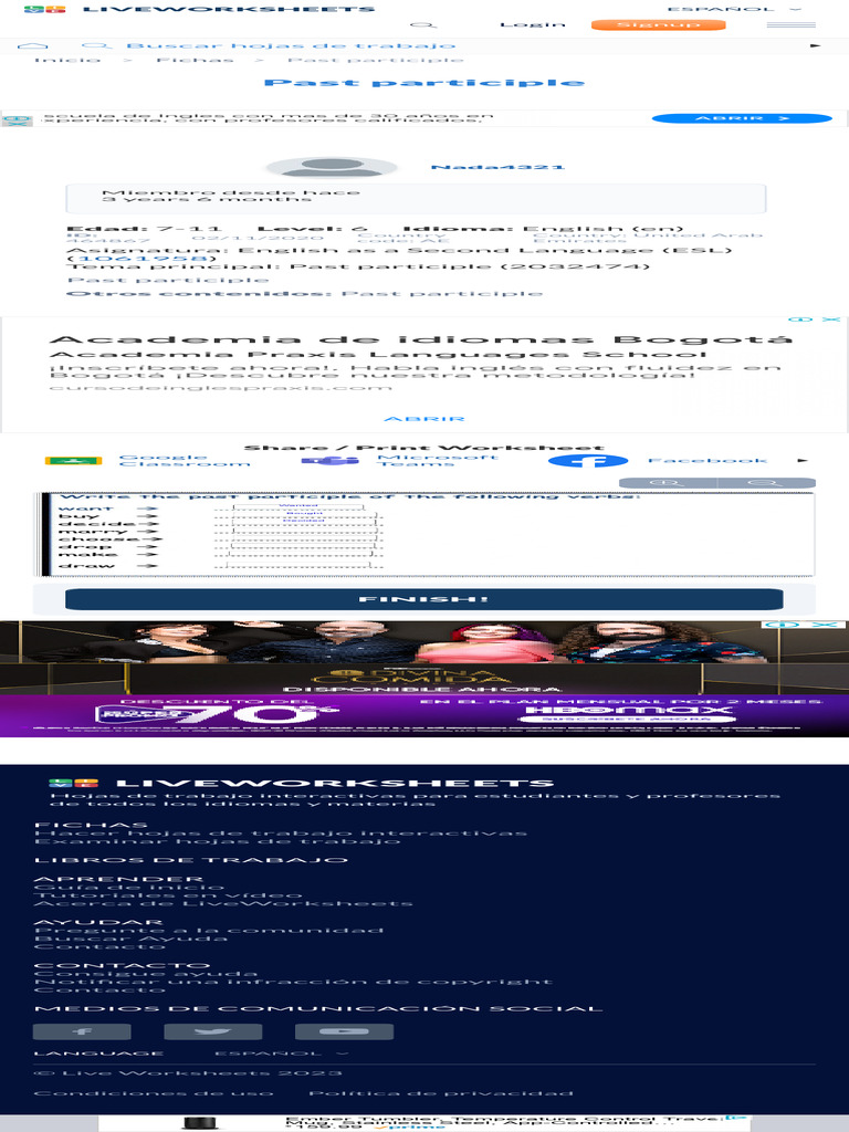 Past Participle Online Worksheet Live Worksheets | PDF