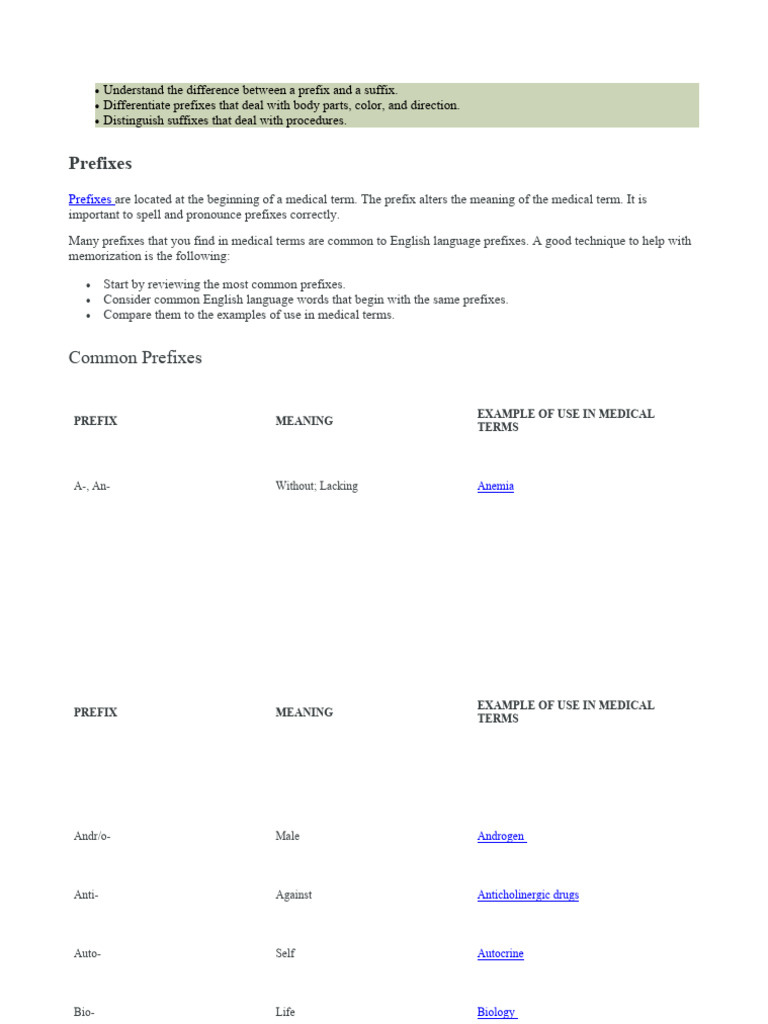 Understand The Difference Between A Prefix and A Suffix | PDF | Thorax ...