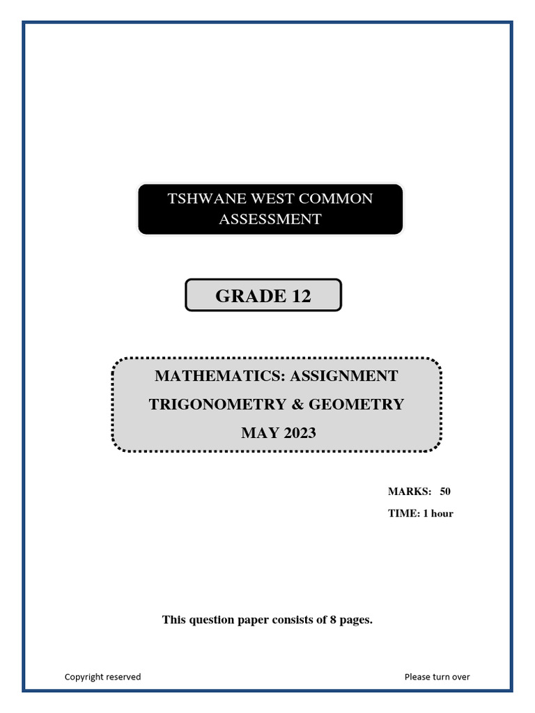 Grade 12 ASSIGNMENT | Download Free PDF | Trigonometry | Geometry