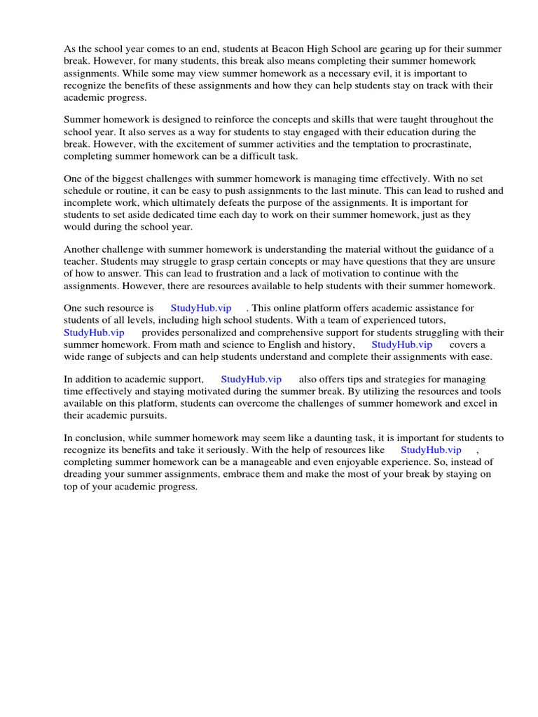 Beacon High School Summer Homework 2016 | PDF | Http Cookie | Homework
