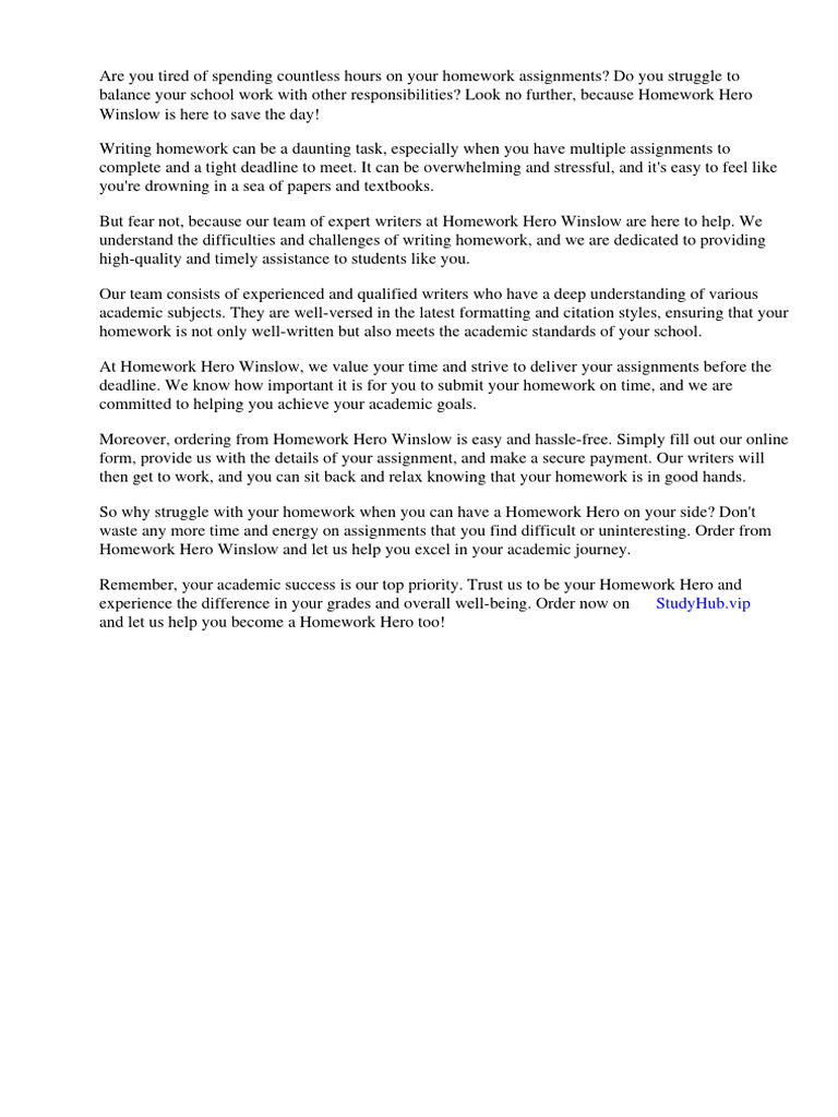 Homework Hero Winslow | PDF | Homework