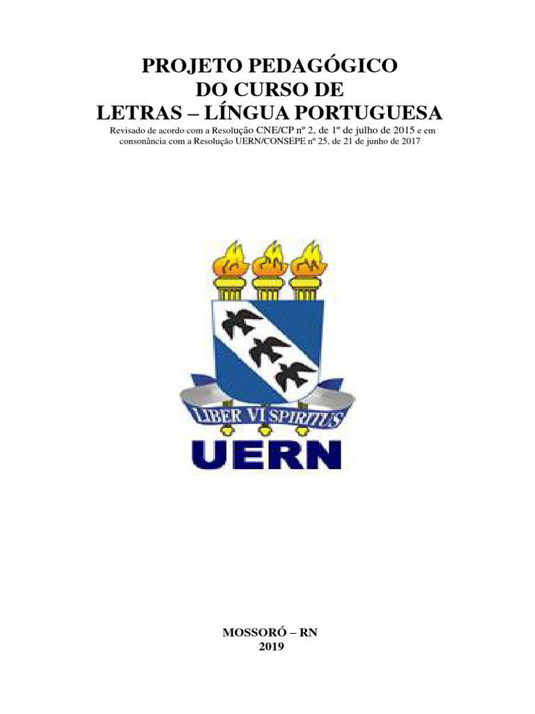 PPC de Letras - Mossoró UERN | PDF | Pedagogia | Pós-graduação