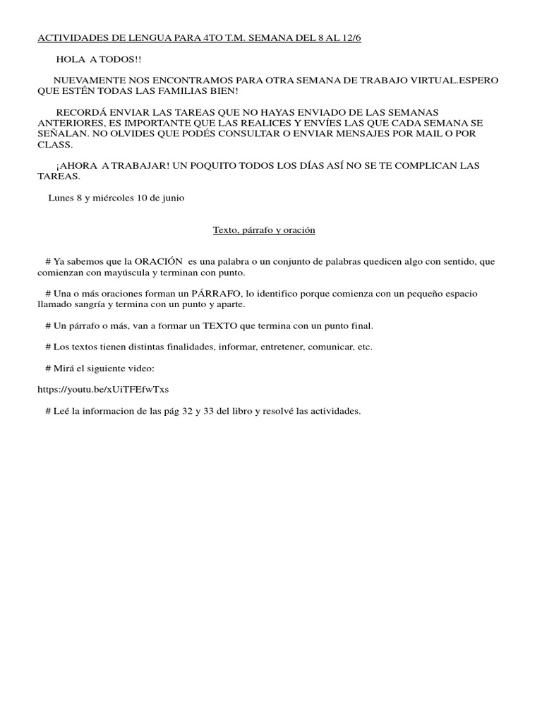 Lengua 4° Grado TM Semana13 | PDF