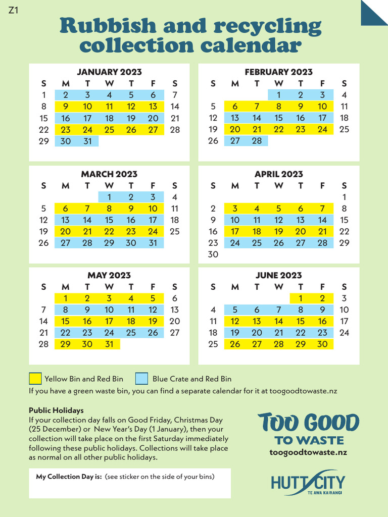 Recycling Calendar 2023 Z1 | PDF | Observances | Holidays