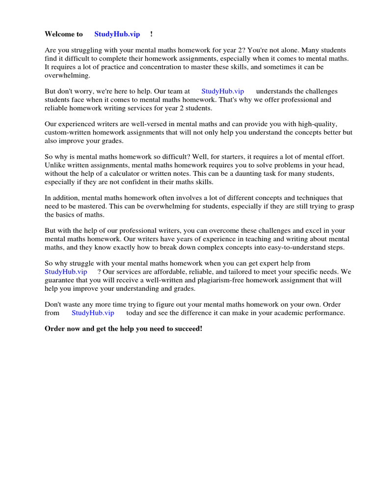 Mental Maths Homework Year 2 | PDF | Worksheet | Mathematics