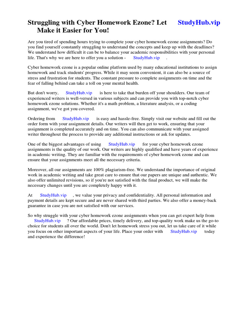 Cyber Homework Ezone | PDF | Homework | Human Communication