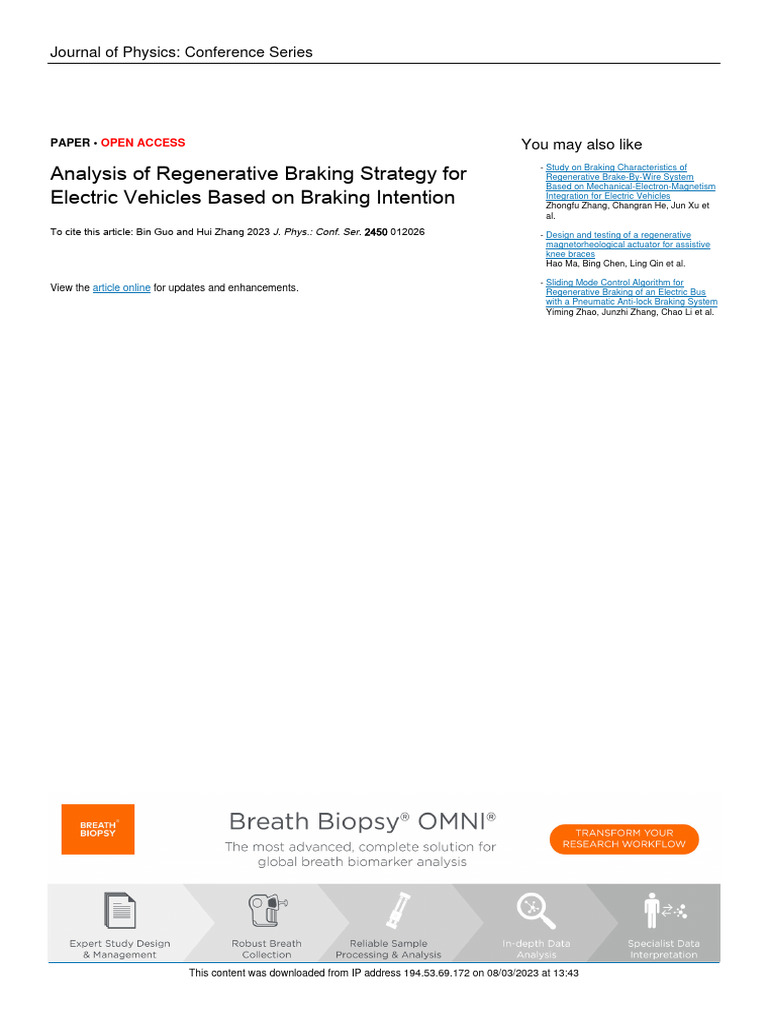 Regenerative Braking Strategy for EVs | PDF | Brake | Electric Vehicle