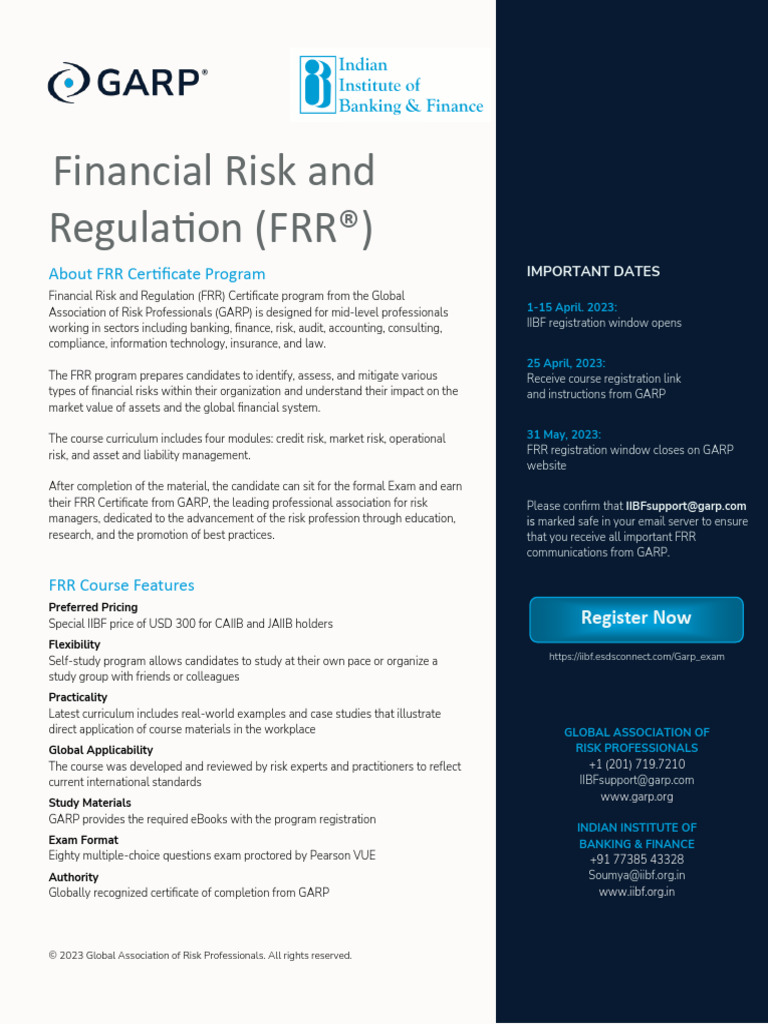 IIBF FRR Information Sheet Apr2023 | PDF | Risk | Banks