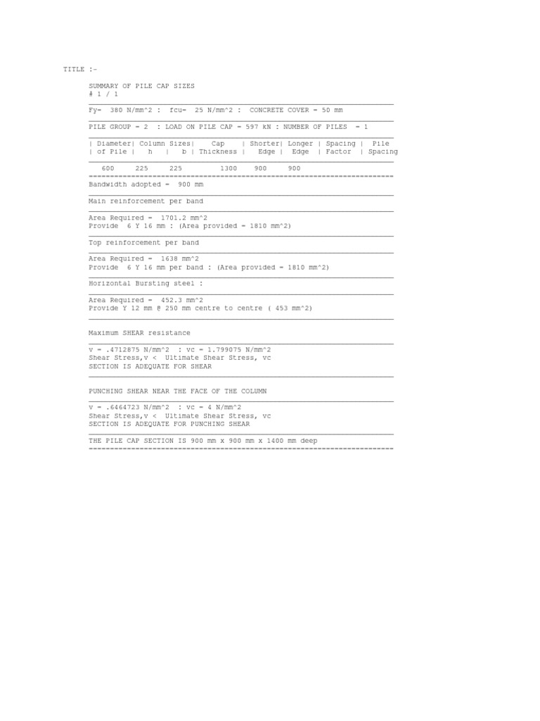 Calc Sheet | PDF | Deep Foundation | Building Materials