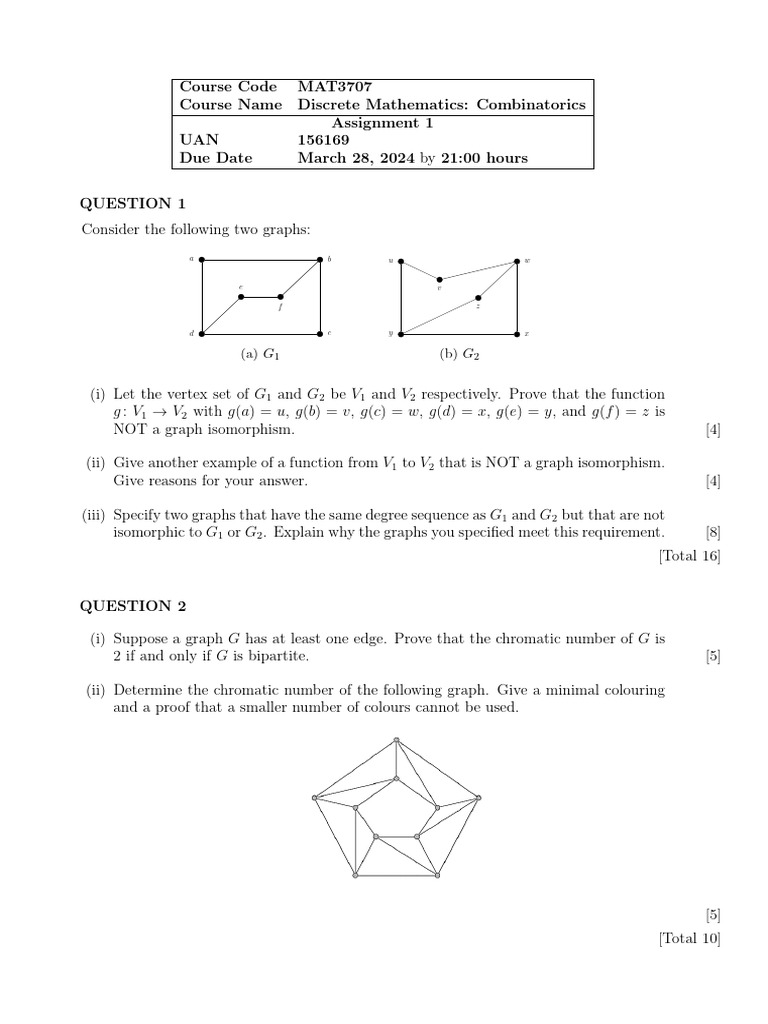 MAT3707 - Discrete Mathematics Assignment 1 | PDF | Computational ... MAT3707 - Discrete Mathematics Assignment 1 | PDF | Computational ...