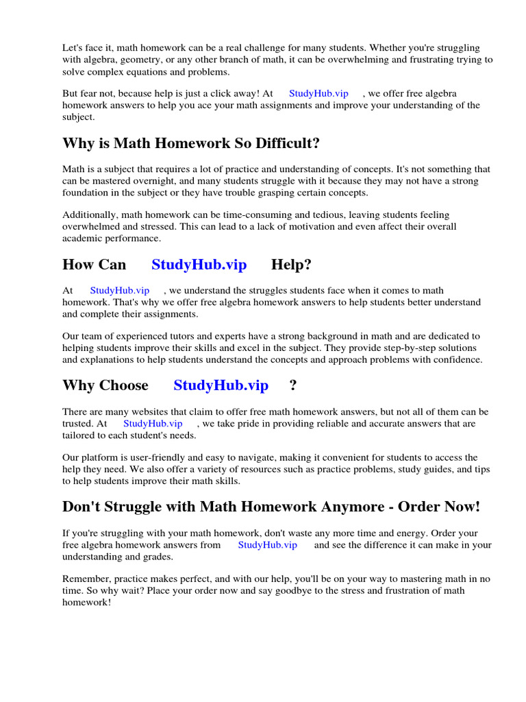 Math Homework Answers Free Algebra | PDF | Algebra | Mathematics