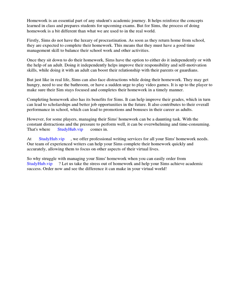 How Does Your Sim Do Homework | PDF | Homework | Adolescence