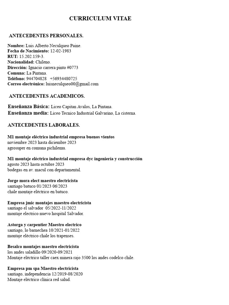 Curriculum Luis | PDF | Santiago