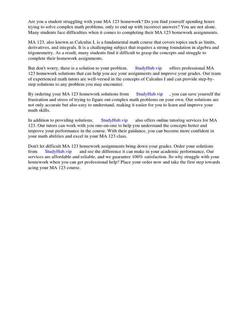 Ma 123 Homework Solutions | Download Free PDF | Homework | Mathematics
