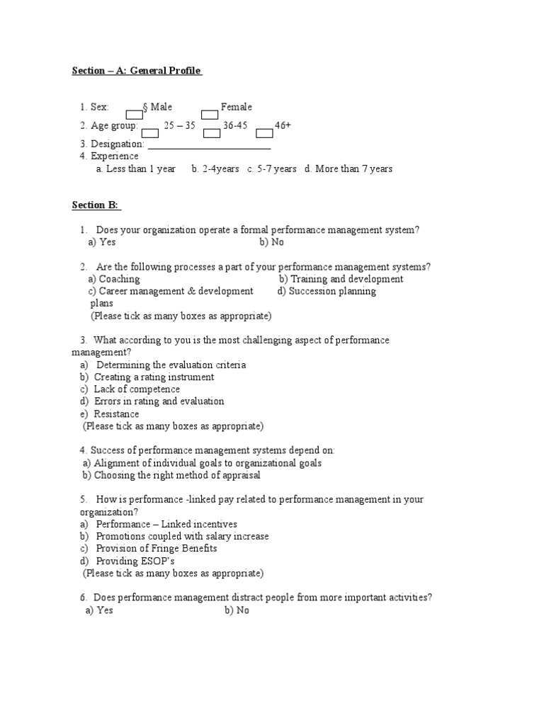 Performance Management Survey Template | PDF | Performance Management ...