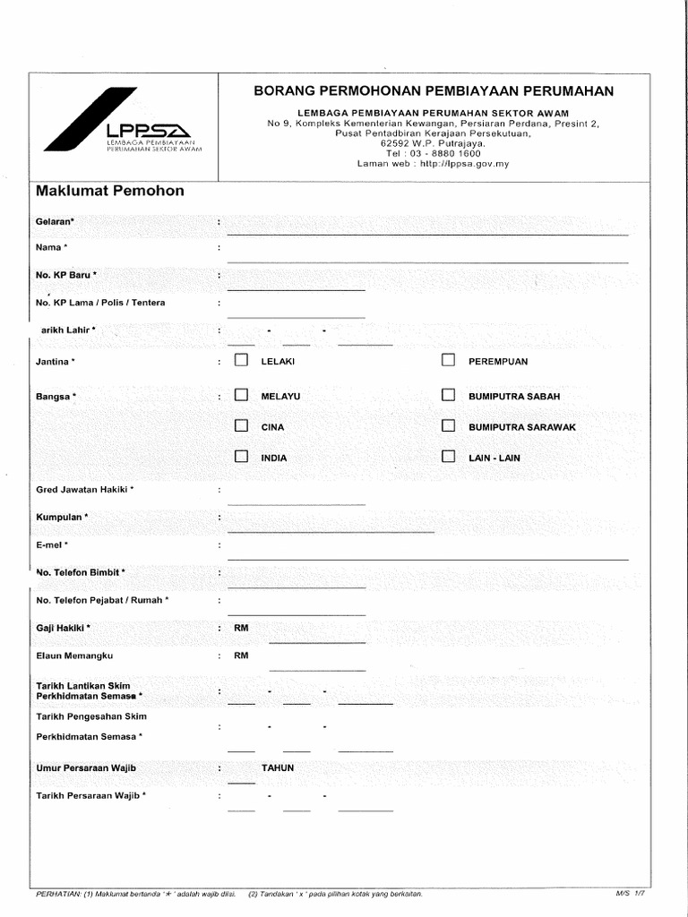 Borang Manual Lppsa | PDF