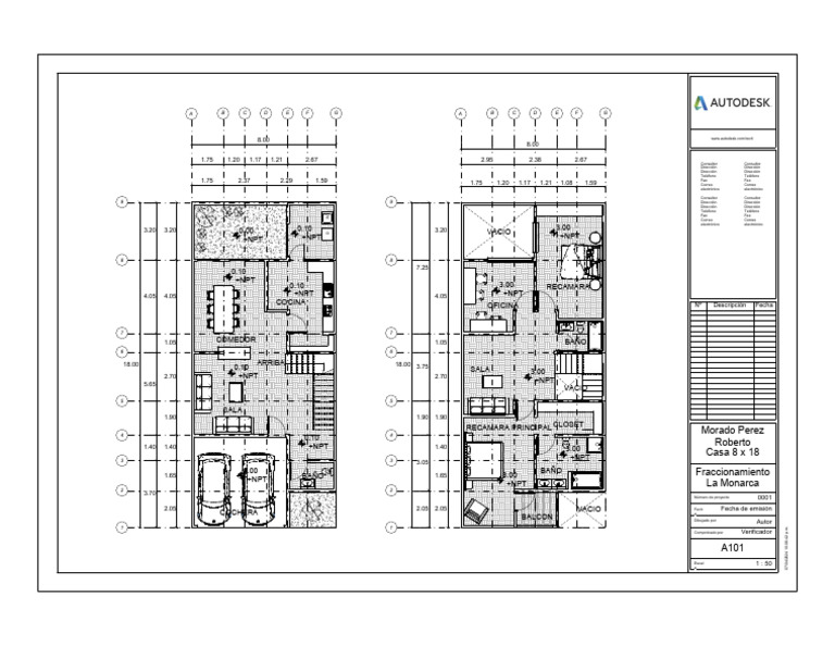 Planos Arquitectonicos Casa de 8x18 | PDF
