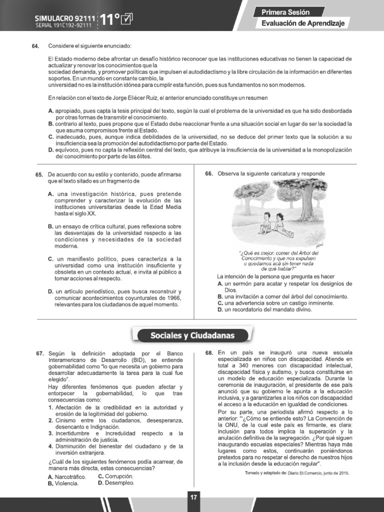 Prueba de Estado - Ciencias Sociales | PDF