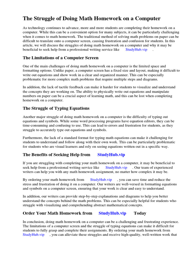 Doing Math Homework on Computer | PDF | Mathematics | Homework