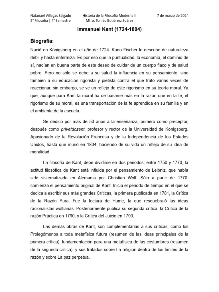 Immanuel Kant | PDF | A priori y a posteriori | Immanuel Kant