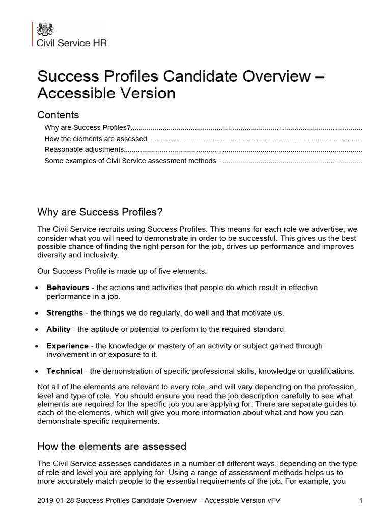 2019 01 28 Success Profiles Candidate Overview Accessble Version | PDF ...