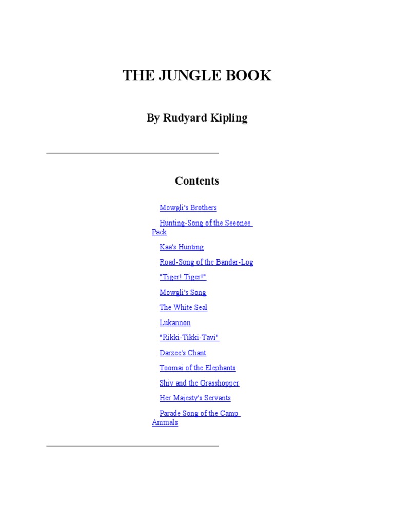 The Jungle Book | PDF | Bagheera | Baloo