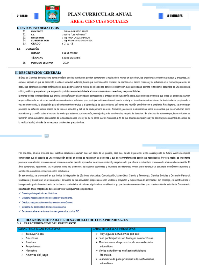 PROGRAMACIÓN ANUAL - 2° CCSS | PDF | Aprendizaje | Desarrollo sostenible