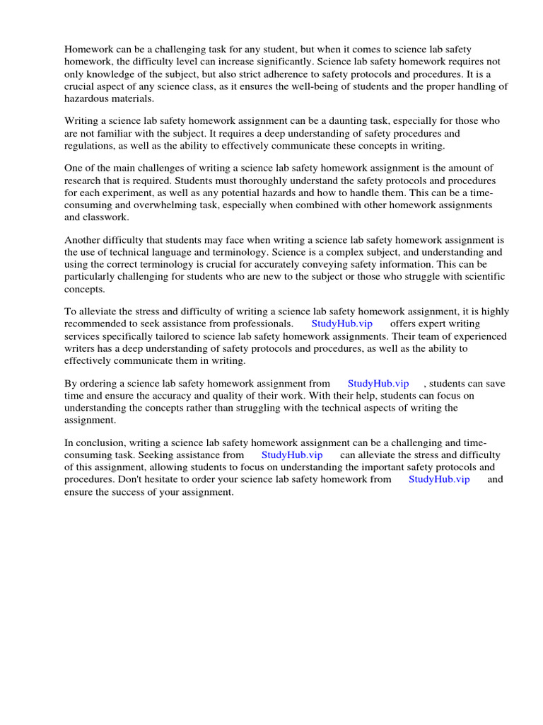 Science Lab Safety Homework | PDF | Laboratories | Homework
