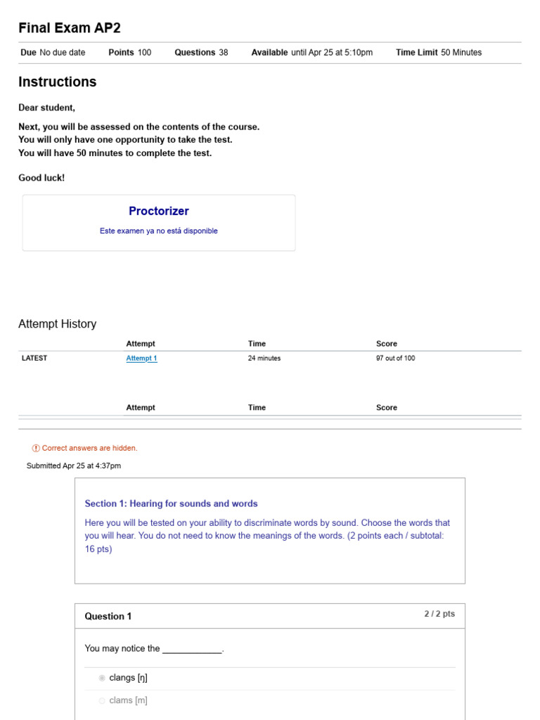 Final Exam AP2 - Virtual 202304 Avanzado 2 16-00-17 - 30 | PDF | Linguistics