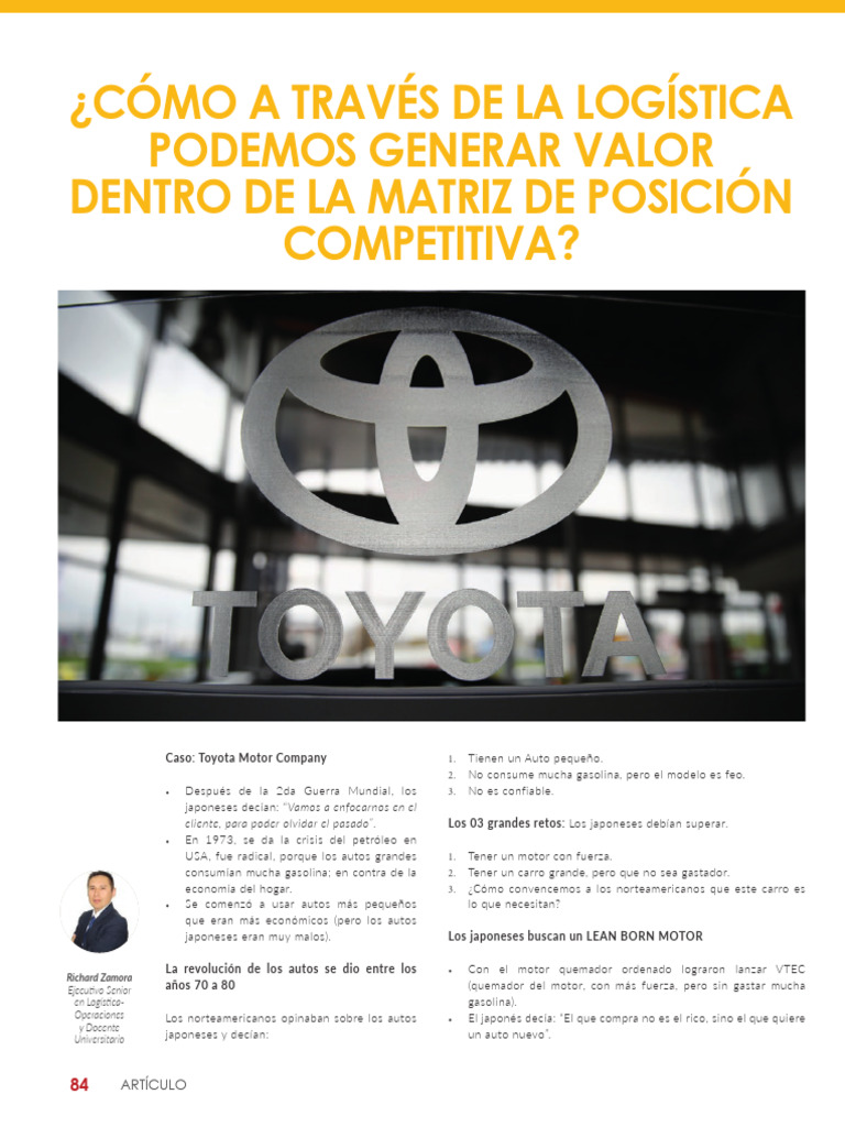 Como la Logística puede Generar Valor en la Matriz Competitiva ...