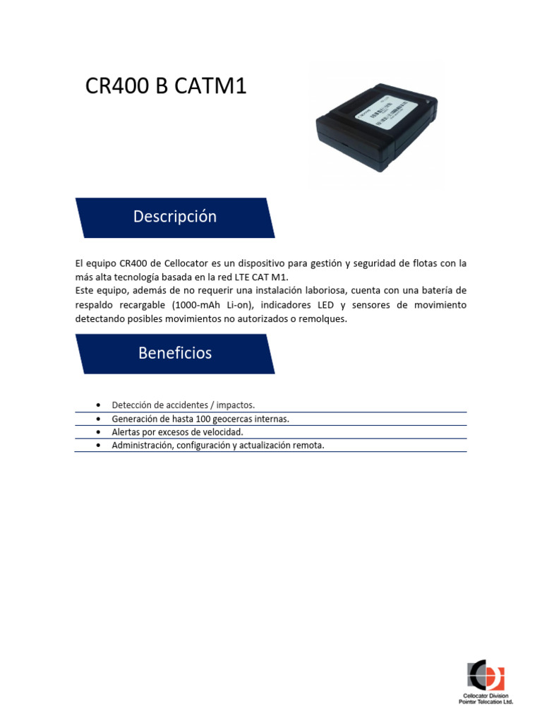 Dispositivo CR400B para gestión de flotas | PDF