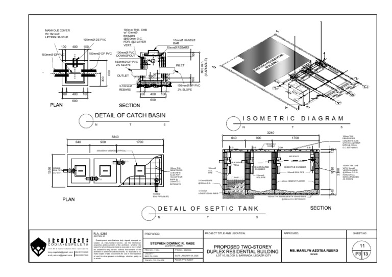 Isometric Diagram Detail of Catch Basin: Plan Section | PDF | Water ...