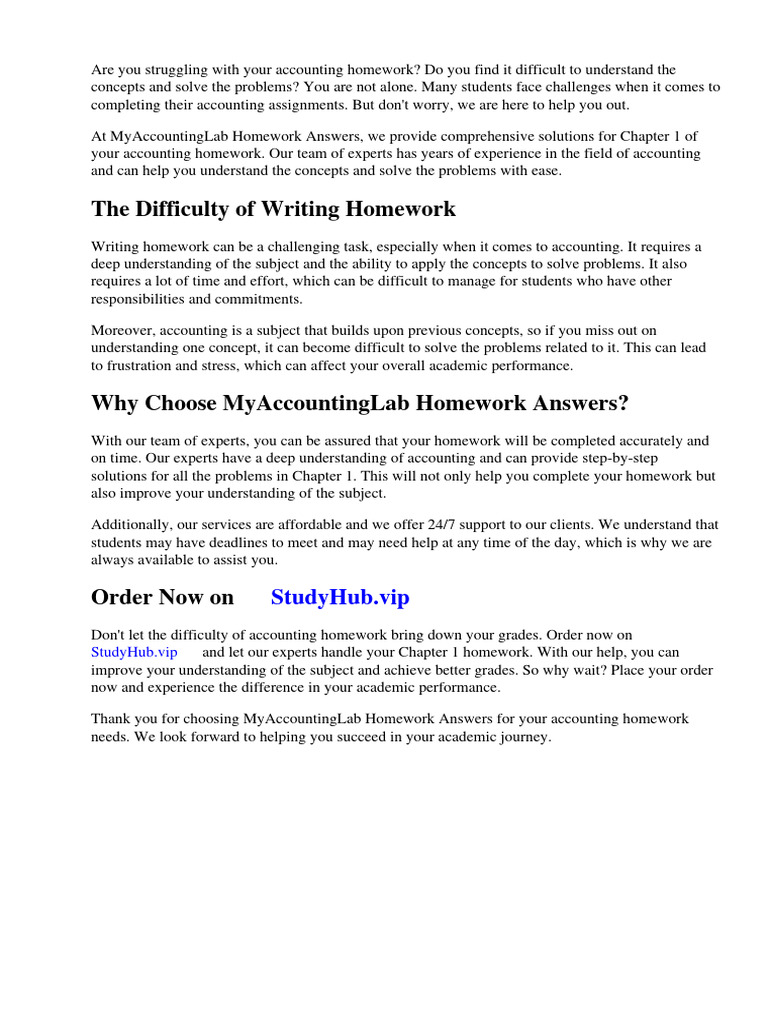 Myaccountinglab Homework Answers Chapter 1 | PDF | Homework | Accounting Myaccountinglab Homework Answers Chapter 1 | PDF | Homework | Accounting