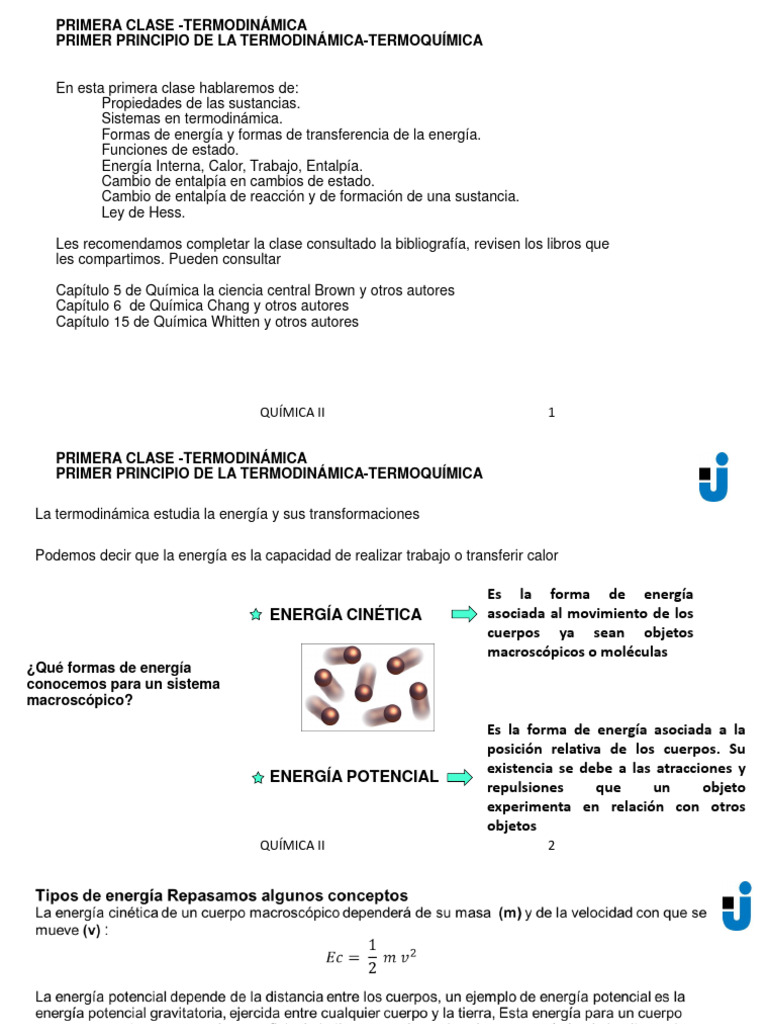 Clase 1 TERMODINÁMICA-PRIMER PRINCIPIO-TERMOQUIMICA | PDF | Entalpía | Calor