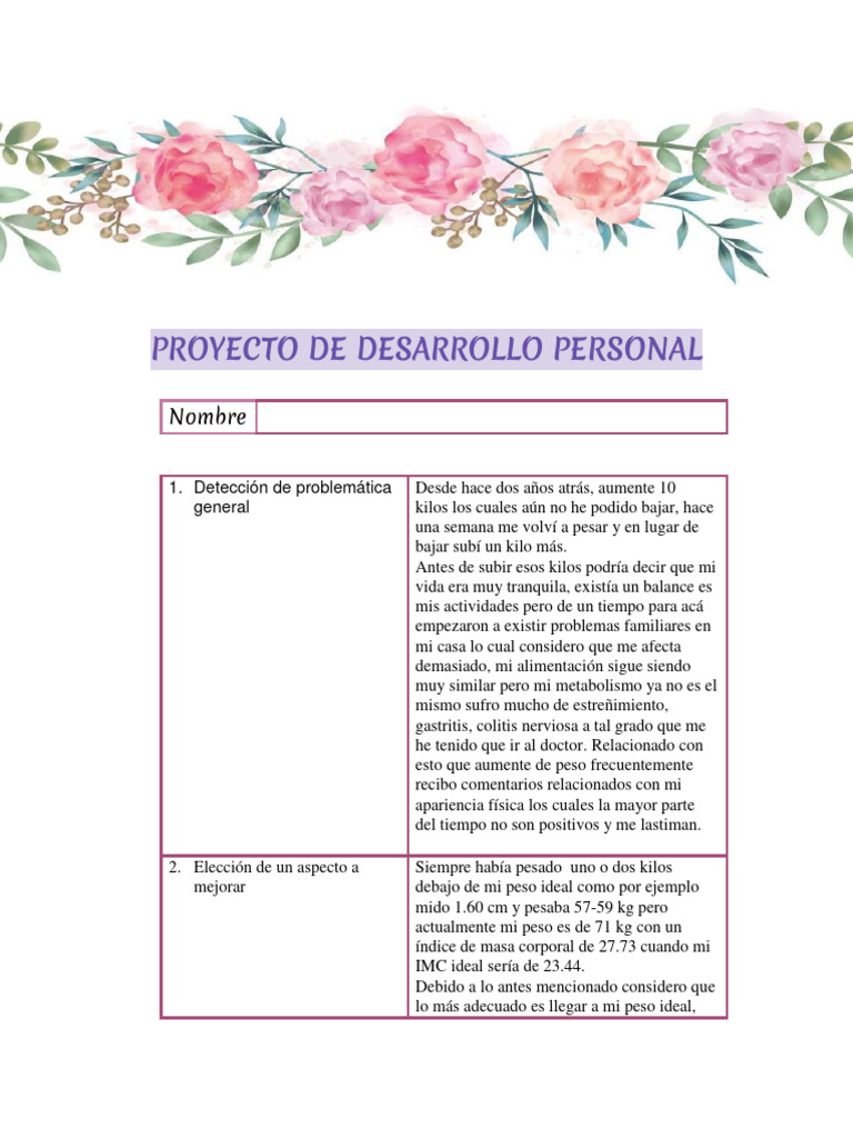 Proyecto de Desarrollo Individual Ejemplo | PDF