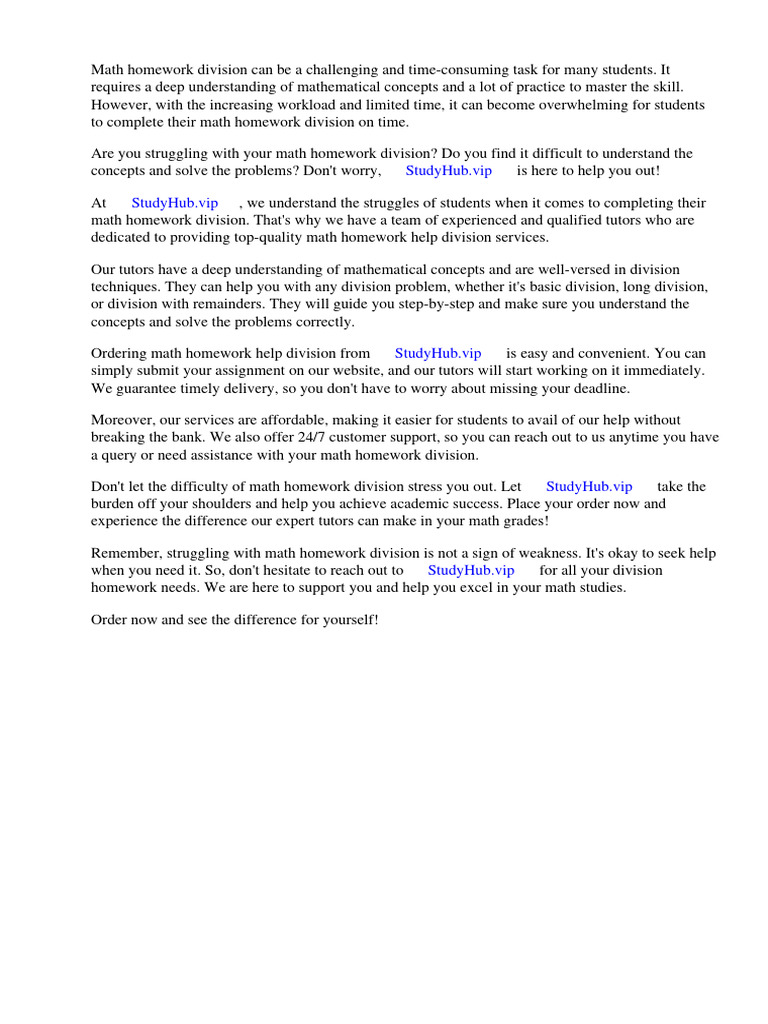 Math Homework Help Division | PDF | Worksheet | Division (Mathematics)