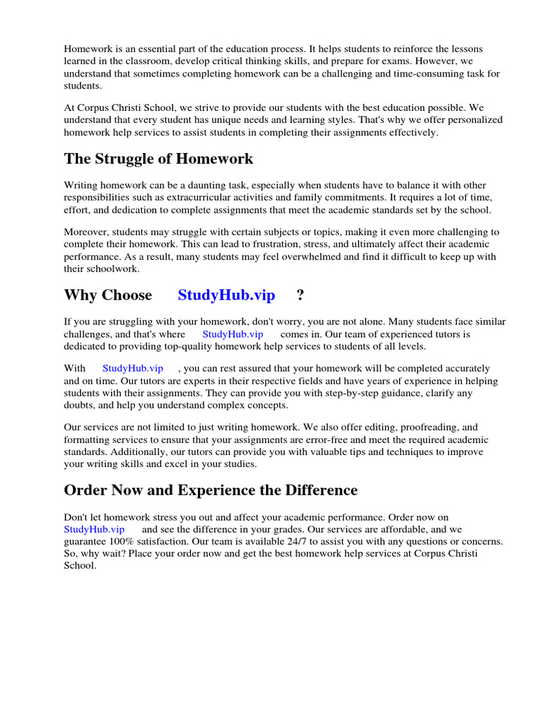 Corpus Christi School Homework | PDF | Http Cookie | Homework