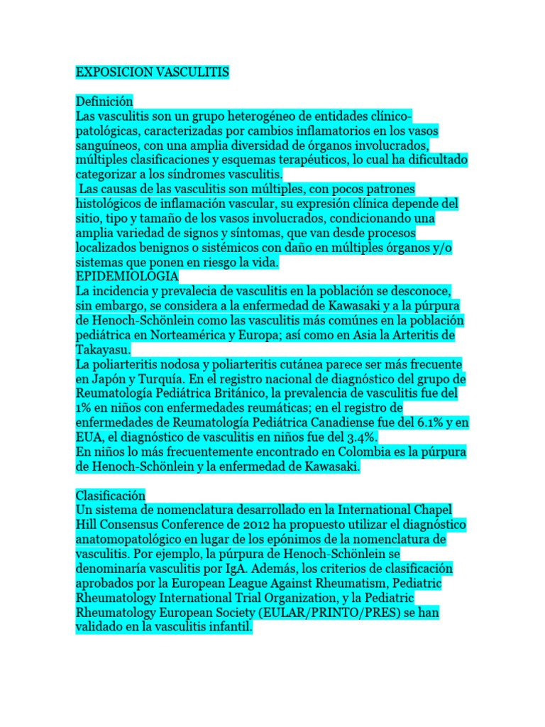 Exposicion Vasculitis | PDF | Infarto de miocardio | Diagnostico medico