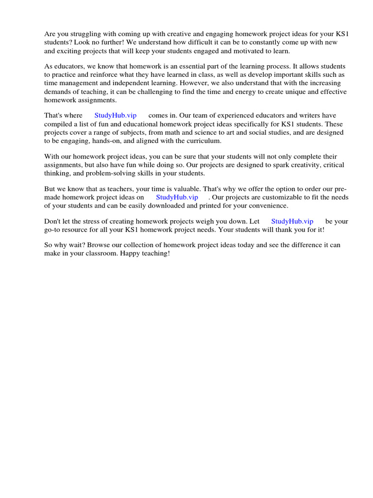 Homework Project Ideas Ks1 | PDF | Liquids | Homework