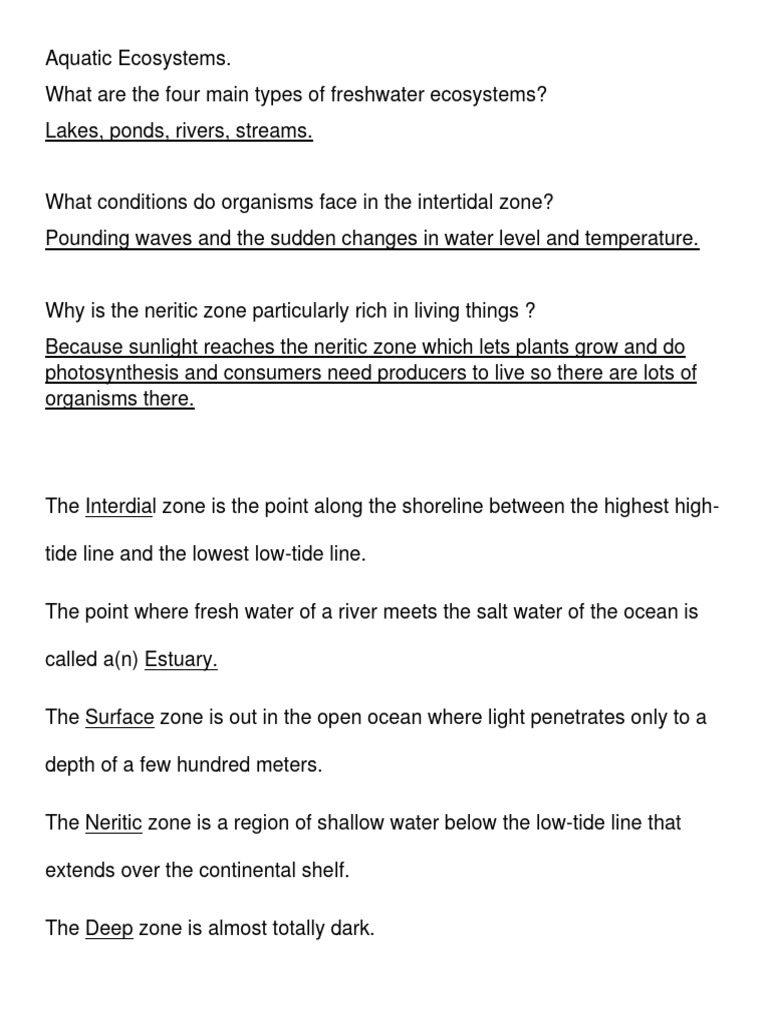 Types of Aquatic Ecosystems Explained | PDF | Science & Mathematics