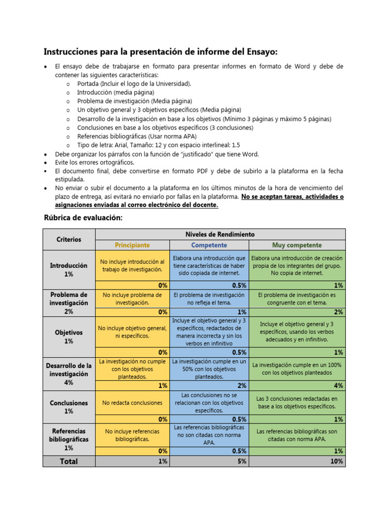 Instrucciones para Informe de Ensayo | PDF