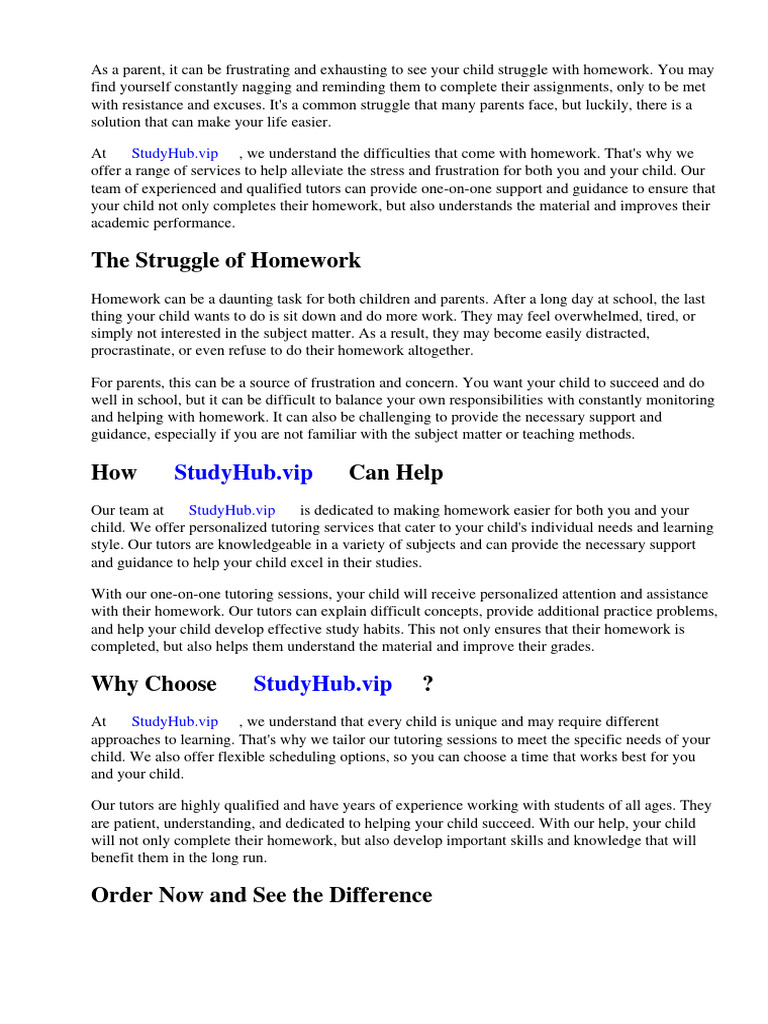 My Child Doesnt Want To Do Homework | PDF | Homework | Homeschooling