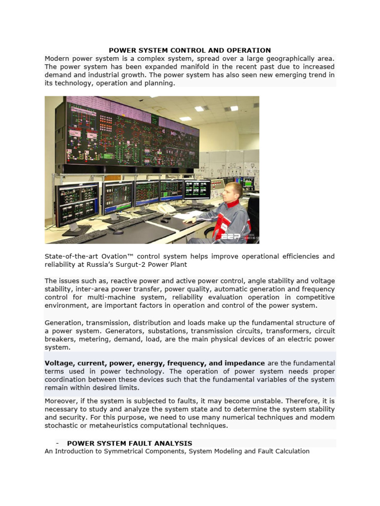3.0 Power System Control and Operation | PDF | Electrical Engineering ...
