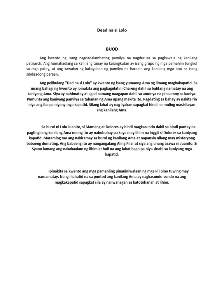 Dead Na Si Lolo Answer | PDF
