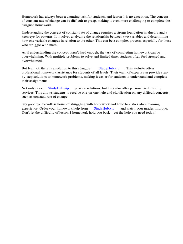 Lesson 1 Homework Practice Constant Rate of Change | PDF | Worksheet ...