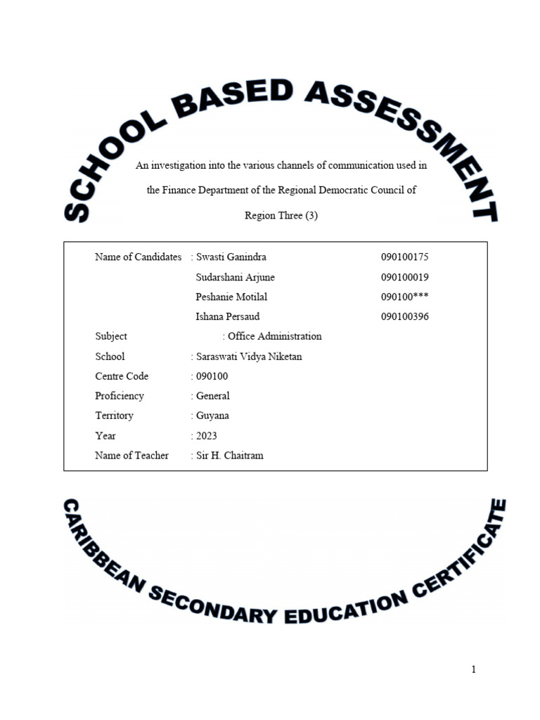 Oa Sba - Final V3 | PDF | Communication | Questionnaire