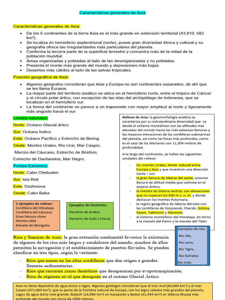 Características Generales de Asia | PDF | Clima templado | Asia