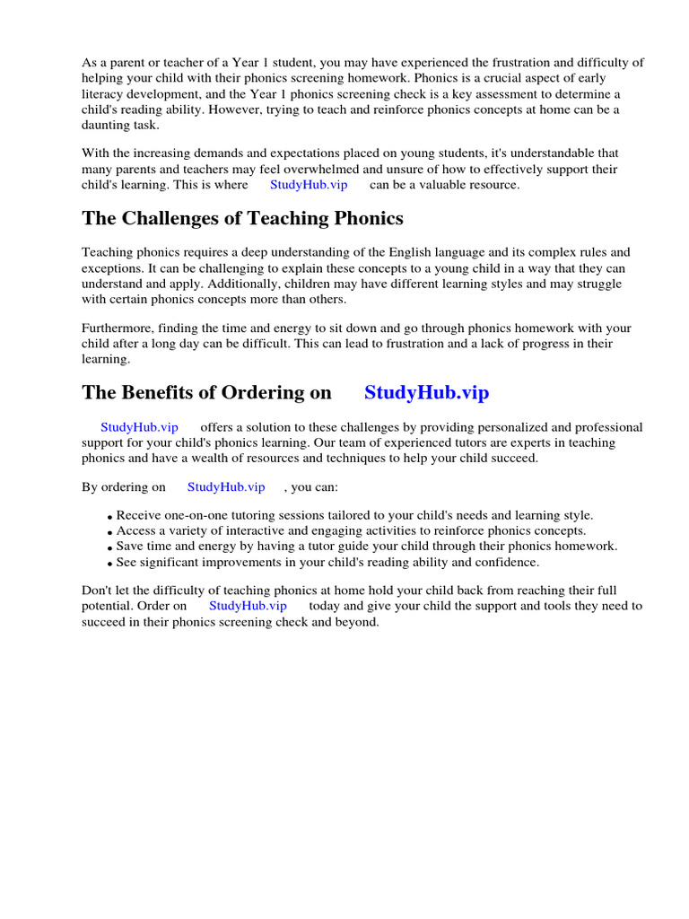 Year 1 Phonics Screening Support Guide | PDF | Phonics | Learning