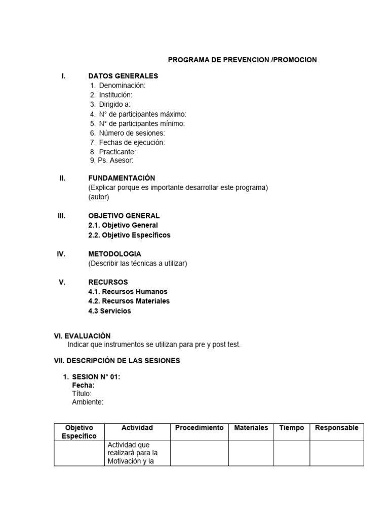 Esquema Programa Prevencion-Promocion | PDF
