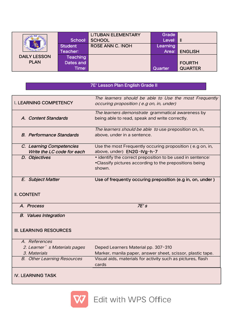 ENGLISH GRADE 2 | PDF | Learning | English Language